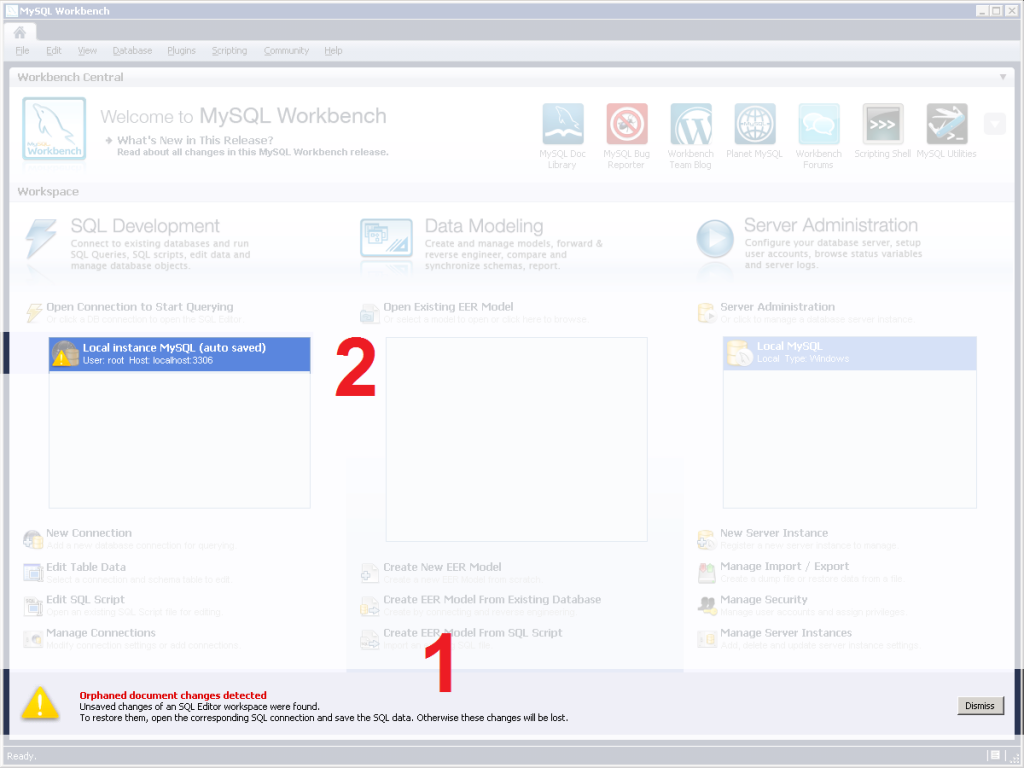 » MySQL Workbench: Orphaned document changes detected - Hotline Blog ...